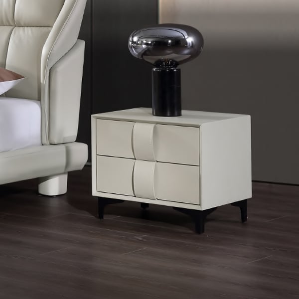 Contemporary Rectangular Nightstand Bedside Table with 2 Drawers-Homary