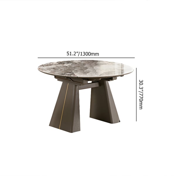 Modern Extendable Round Sintered Stone Top Dining Table with Double ...