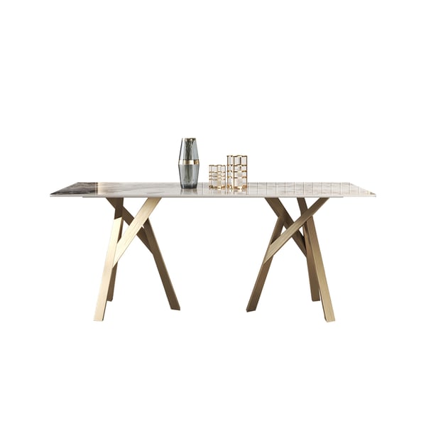 79" Rectangular Sintered Stone Dining Table in Modern Style for 8 ...