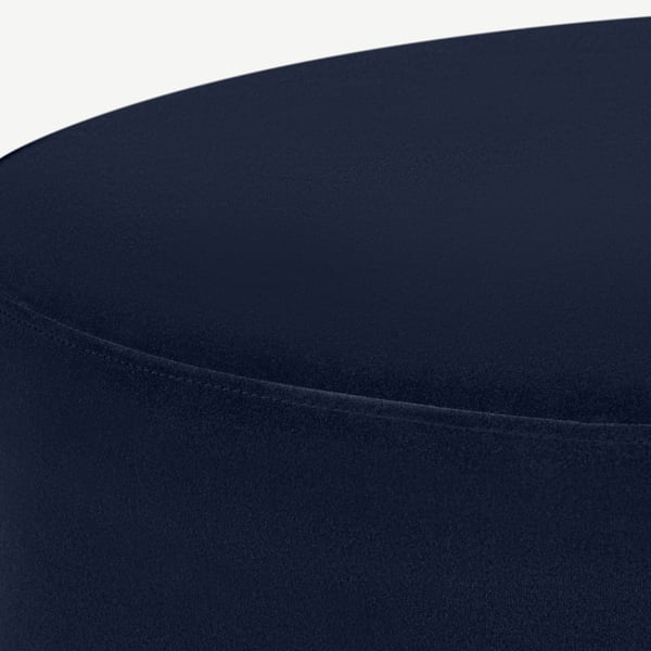 25.6" Modern Round Blue Ottoman Velvet Upholstered | Homary