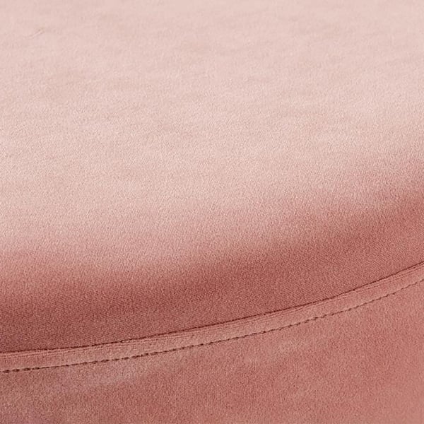 Modern Pink Velvet Round Ottoman in Solid Wood Frame | Homary UK