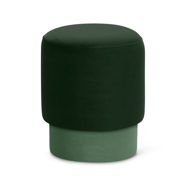 Runder grüner Samt Vanity Hocker Pouf Ottomane in Massivholzrahmen-Homary