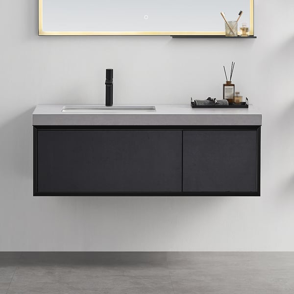 Modern Floating Bathroom Vanity Wall Mounted with Basin, Side Cabinet ...