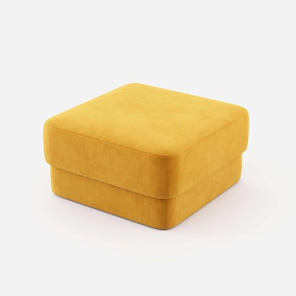 35.4mm Modern Square Velvet Ottoman in Yellow | Homary UK