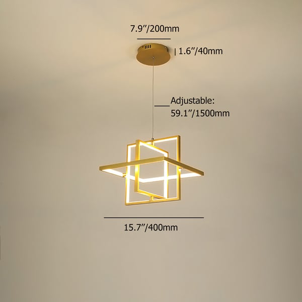 Gold Geometric LED Pendant Light with Adjustable Cables | Homary UK