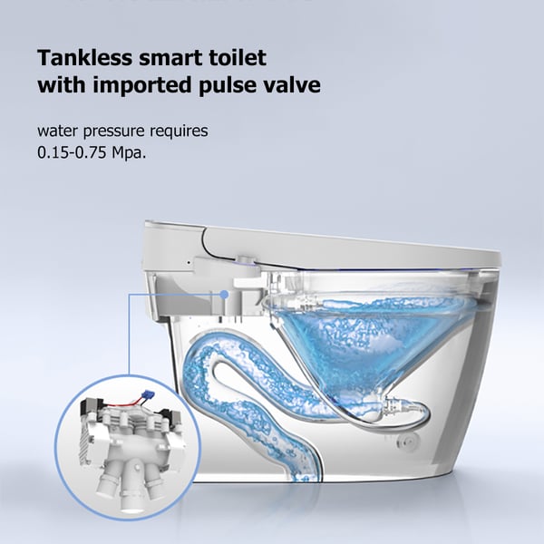 Längliche einteilige intelligente Toilette Bodenmontierte automatische ...