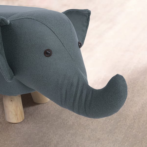 Elephant Ottoman Leath-aire Upholstered Solid Wood Stool | Homary
