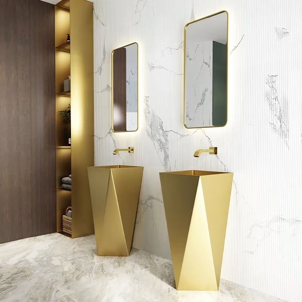 Gold Modern Luxury Stainless Steel Basin Pedestal Basin Freestanding ...