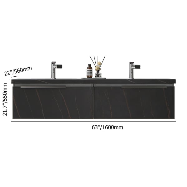 1600mm Floating Double Basin Bathroom Vanity with Top and Basin with ...