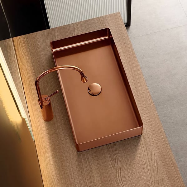Contemporary Gold Rectangular Stainless Steel Countertop Basin Luxury ...