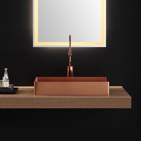 Contemporary Gold Rectangular Stainless Steel Countertop Basin Luxury ...