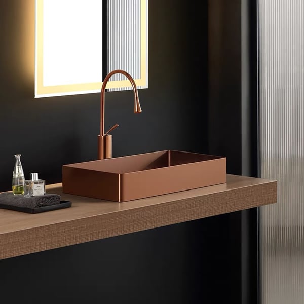 Contemporary Gold Rectangular Stainless Steel Countertop Basin Luxury ...