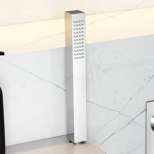 Wall Mounted Waterfall Bath Tap with Handshower Solid Brass in Chrome ...