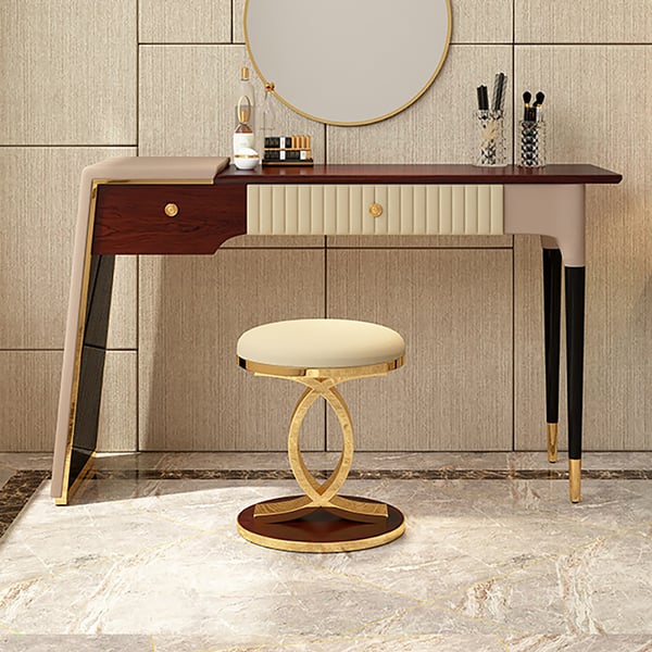 Modern and Artistic Vanity Chair PU Leather Upholstered with Interlaced ...