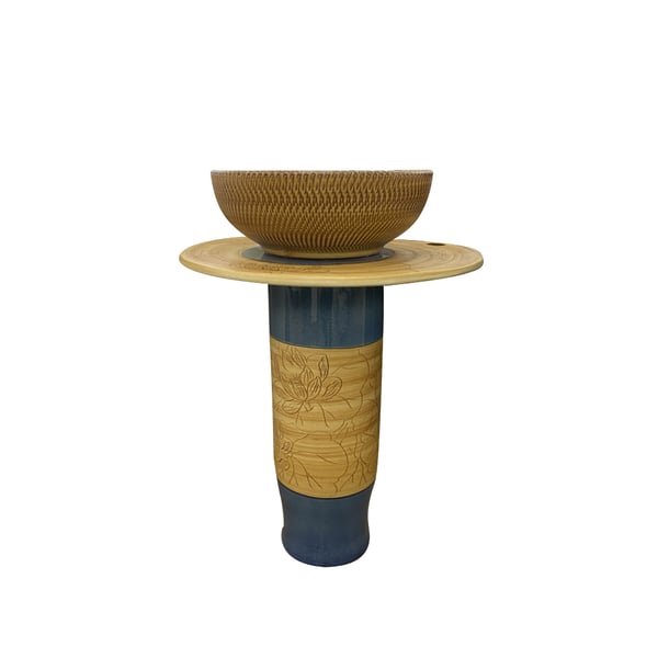 Yellow & Blue Cylinder Pedestal Basin & Round Freestanding Basin ...