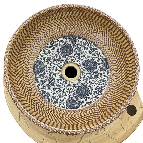 Yellow & Blue Cylinder Pedestal Basin & Round Freestanding Basin ...