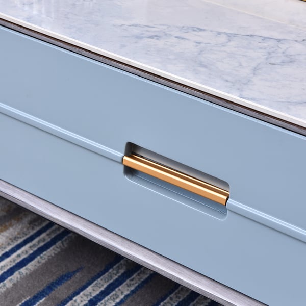 Modern TV Stand for 85 inch TVs with Sintered Stone Top & Drawers in ...