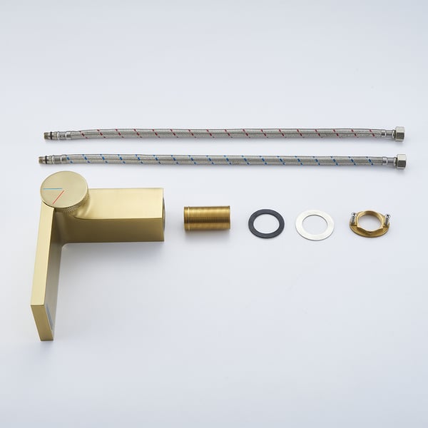 Geometric Monobloc Waterfall Bathroom Basin Mixer Tap Solid Brass ...