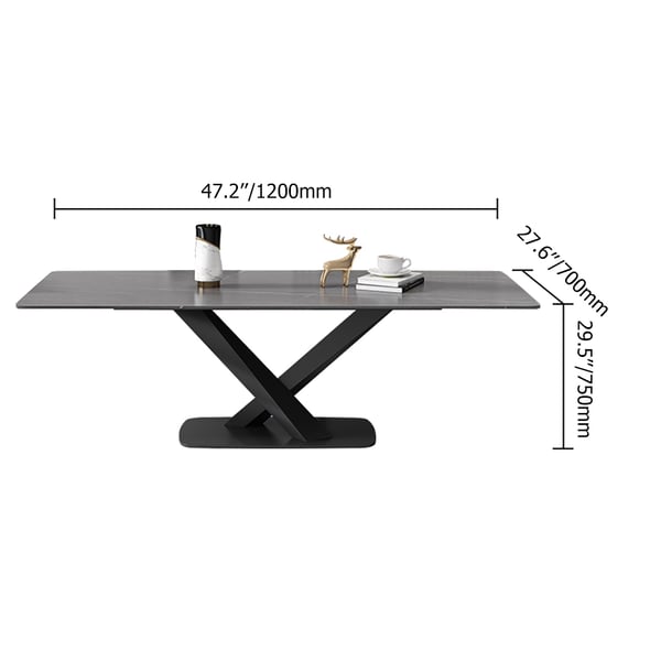 1200mm Modern Rectangle Stone Top Dining Table with Carbon Steel Base ...