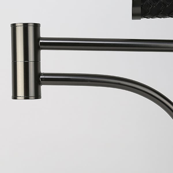 Black Swing Arm Table Lamp Wrapped Leather & Metal Desk Lamp-Homary