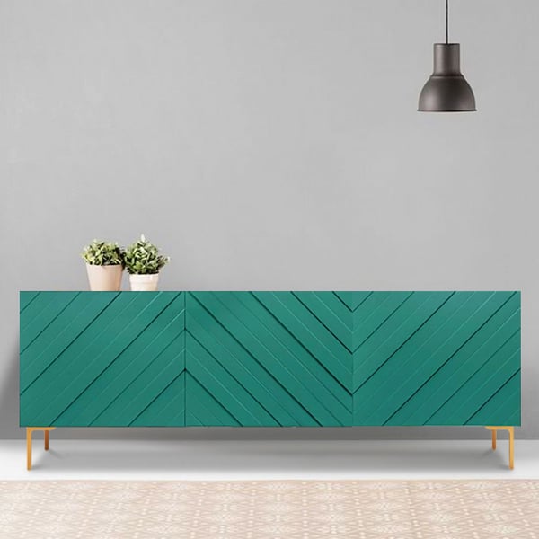 Modern 70.9" Green Buffet Sideboard Table with Gold Legs & 3 Doors | Homary