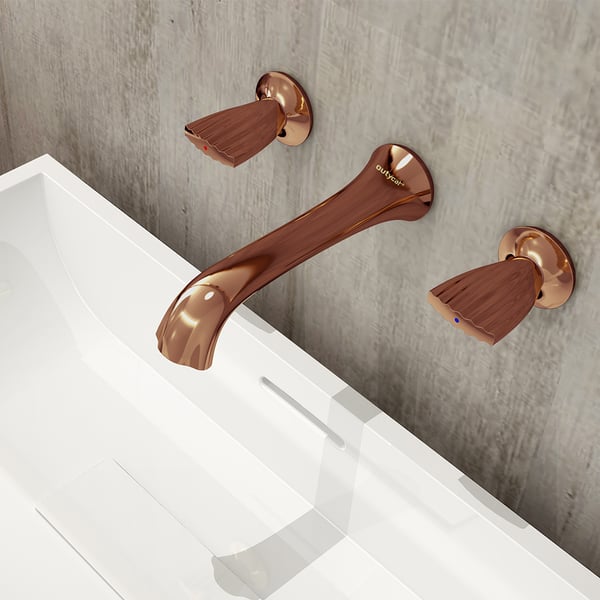 Aerated Spout Wall Mounted Bathroom Basin Tap Solid Brass Shell Shaped ...