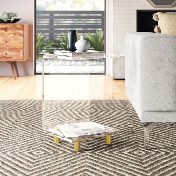 2-Tiered Acrylic End Table Modern Clear Side Table | Homary UK
