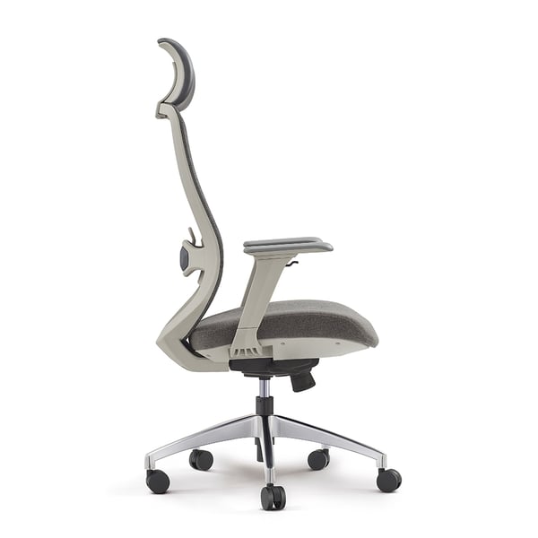 Modern Light Gray Mesh Swivel Office Chair with High Back & Adjustable ...