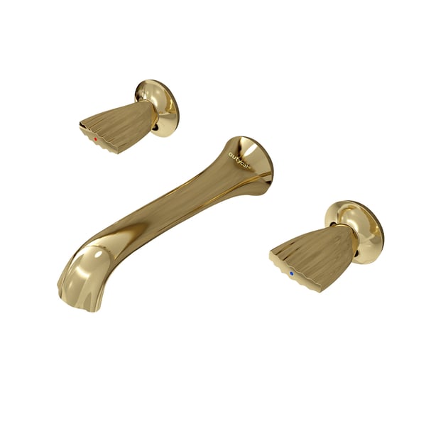 Aerated Spout Wall Mounted Bathroom Basin Tap Solid Brass Shell Shaped ...