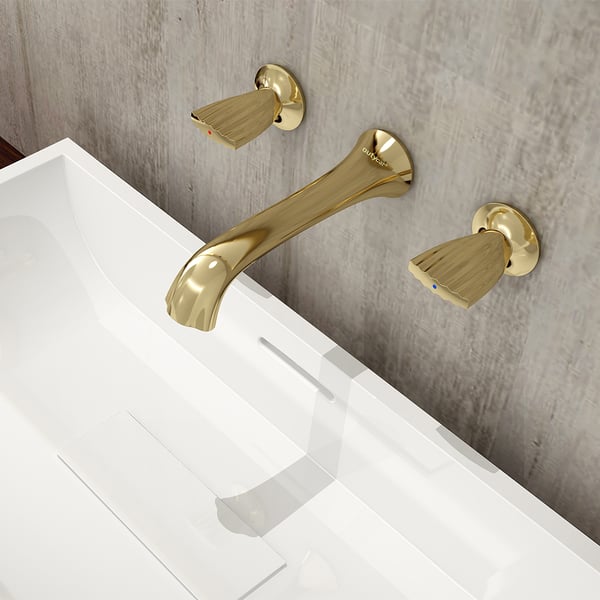 Aerated Spout Wall Mounted Bathroom Basin Tap Solid Brass Shell Shaped ...