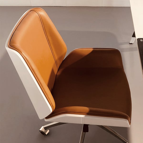 White&Orange Faux Leather Task Chair for Desk Upholstered Chrome Office ...