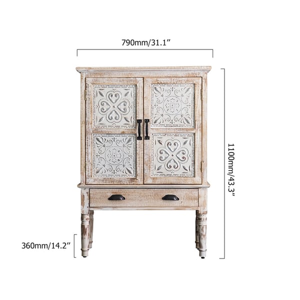 Distressed White Buffet Table with Storage 2 Doors & 1 Door | Homary