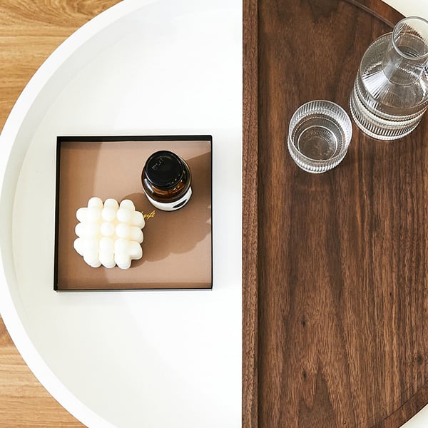 Modern Oval Nesting Coffee Table White&Walnut Coffee Table with Storage with Drawer | Homary