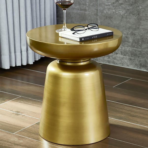 Modern Round Side Table Metal End Table in Bronze | Homary
