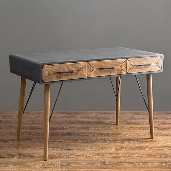 1200mm Grey & Natural 3-Drawer Home Office Desk Writing Desk | Homary UK