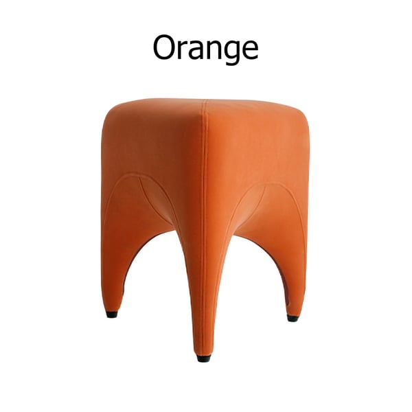 Orange Velvet Upholstered Ottoman Stool Triangle Vanity Stool 1-Piece ...