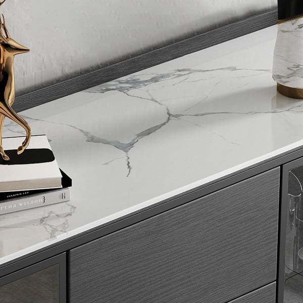 Free Shipping on 1200mm Black Sideboard Buffet Doors&Drawers Stone Top ...