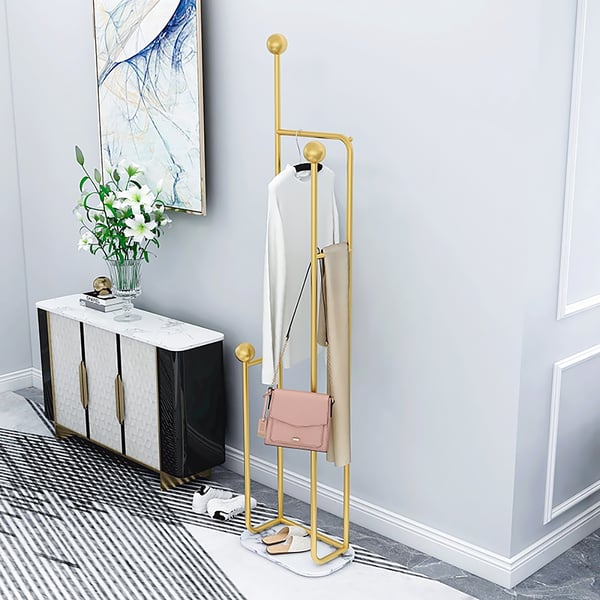 Marble Gold Clothing Rack with Hooks and Hanging | Homary