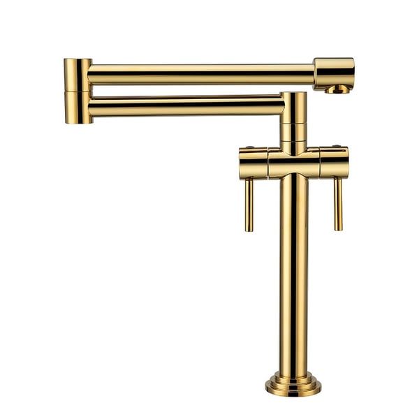 Contemporary Pot Filler Kitchen Faucet Retractable in Gold Solid Brass ...