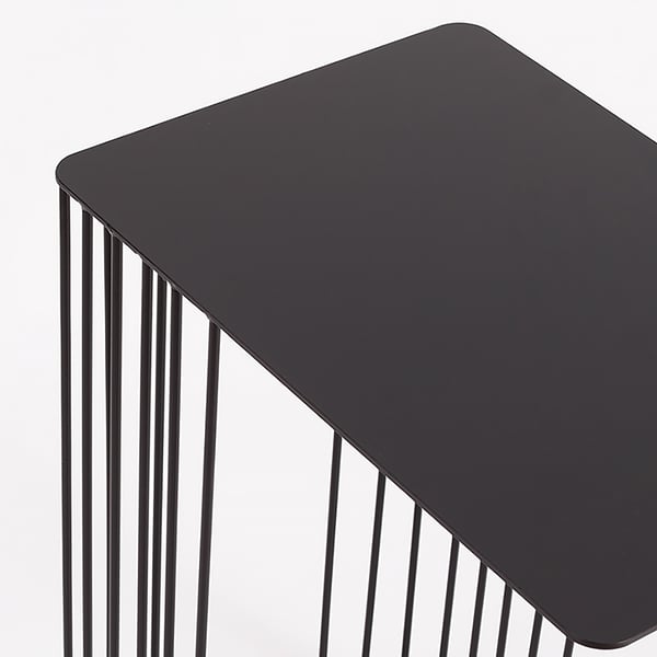 Industrial Black Side Table C-Shaped Rectangular Accent Table Metal-Homary