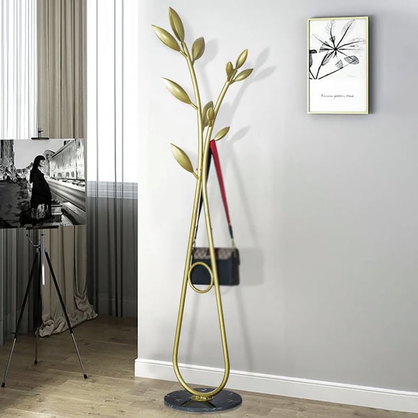 Modern Gold Metal Freestanding Tree Coat Rack with Faux Marble Base ...