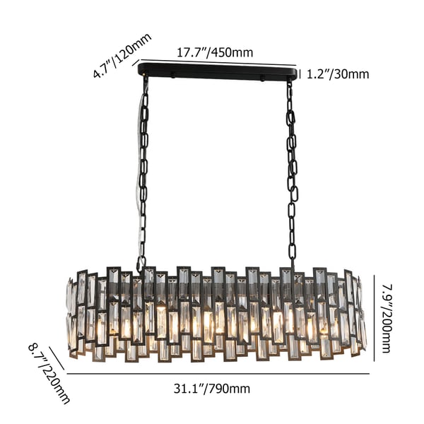 Modern Geometric Crystal Island Light 8-Light with Black Adjustable ...