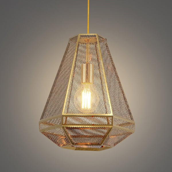 Modern 1-Light Pendant Light Gold Mesh Shade Ceiling Light | Homary