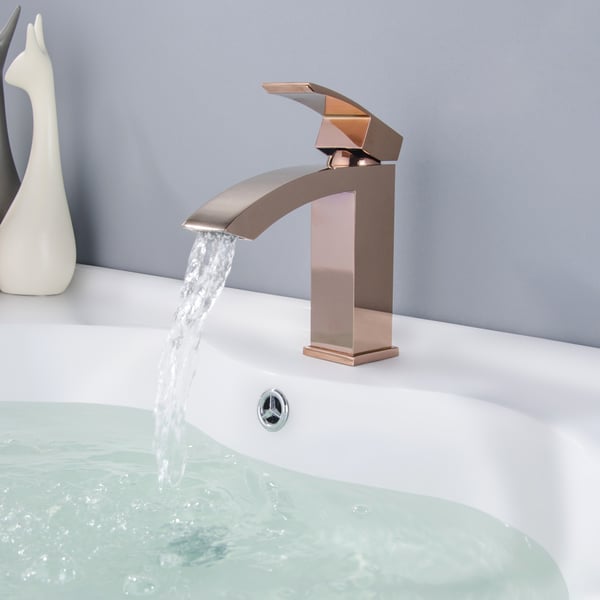 Ridge Modern Design Angled Spout Single Handle Waterfall Bathroom Sink ...