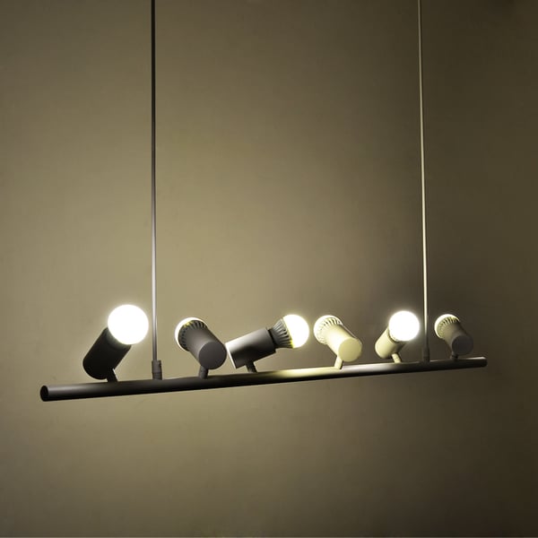 Habite 6-Light White Kitchen Island Light with a Horizontal Pole | Homary