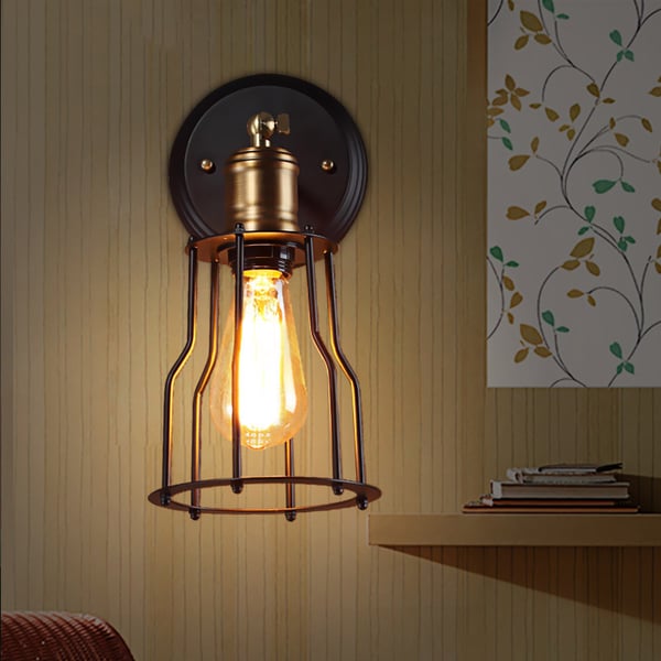 Industrial Loft Matte Black Single Vintage Edison Light Bulb Wall ...