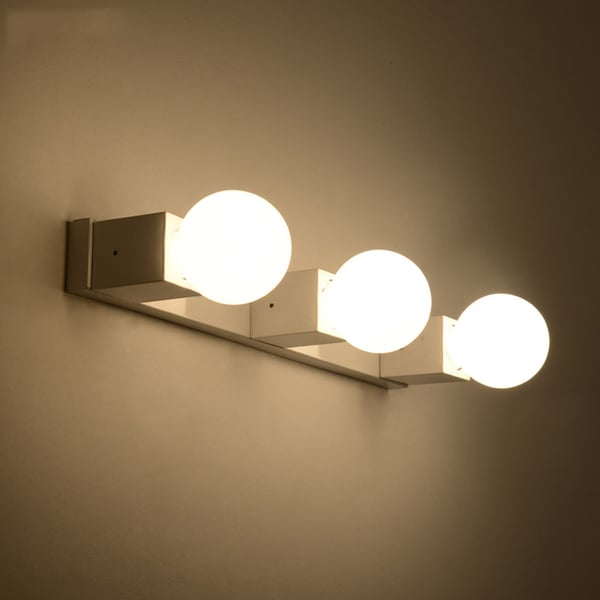 Modern 3-Light White Metal Rectangle Base Bath Vanity Light & Exposed ...