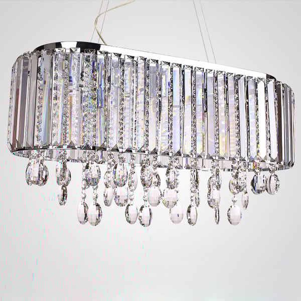8-Light Oval Kitchen Island Light with Crystal Prisms in Smokey Gray ...
