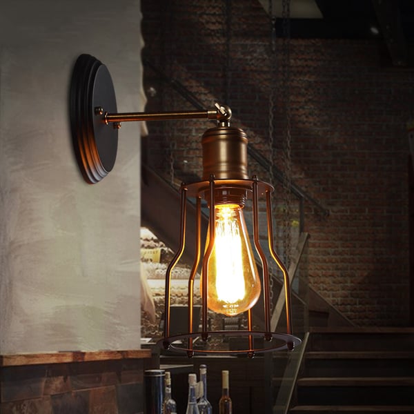 Industrial Loft Matte Black Single Vintage Edison Light Bulb Wall ...