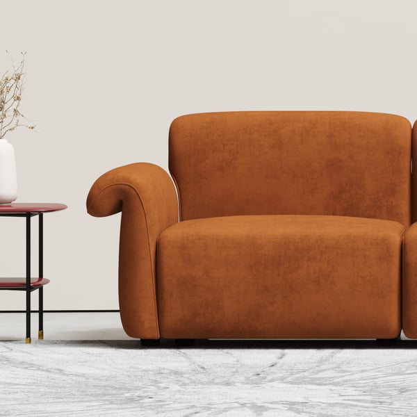 119" Modern Brown Velvet Modular Sectional Sofa for 4 Seaters with ...